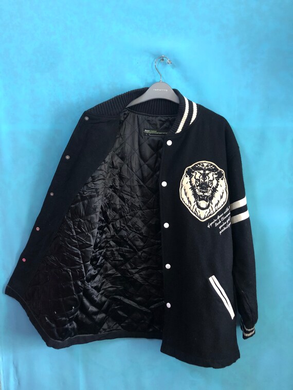 RARE!!VTG back channel rasta fury lion varsity jacket… - Gem