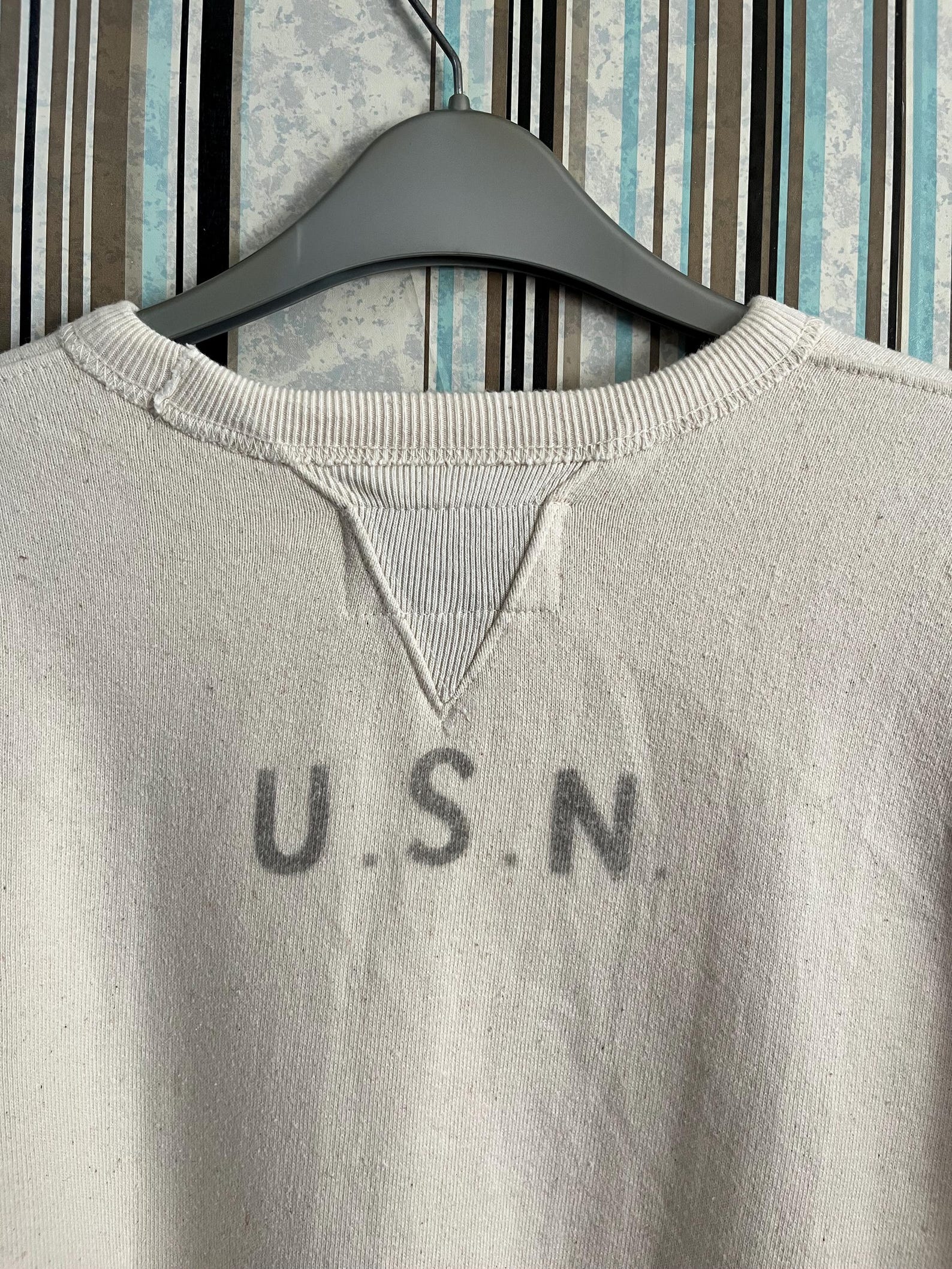 RARE!!VTG Reverse Weave Stencil Usn Sweatshirt Naval Clothing Factory ...