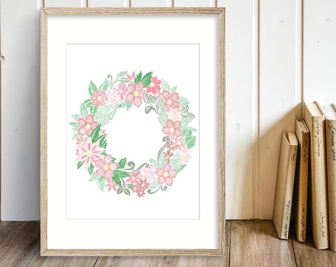 Wreath Printable Floral Wreath Digital Download Floral - Etsy