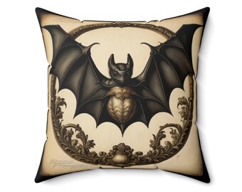 Farmhouse Halloween Pillow, Vintage Victorian Bat Pillow, Bat Decor ...