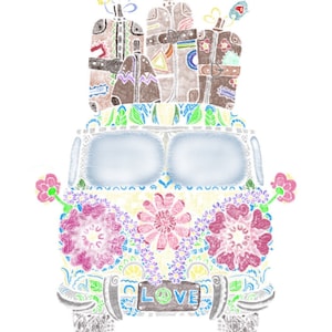 Hippie Art Print - Peace Van Print - Boho Hippie Art - Hippie Decor ...