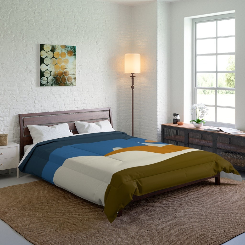 Modern Art Abstract Landscape Bed Comforter Abstract Bedding | Etsy