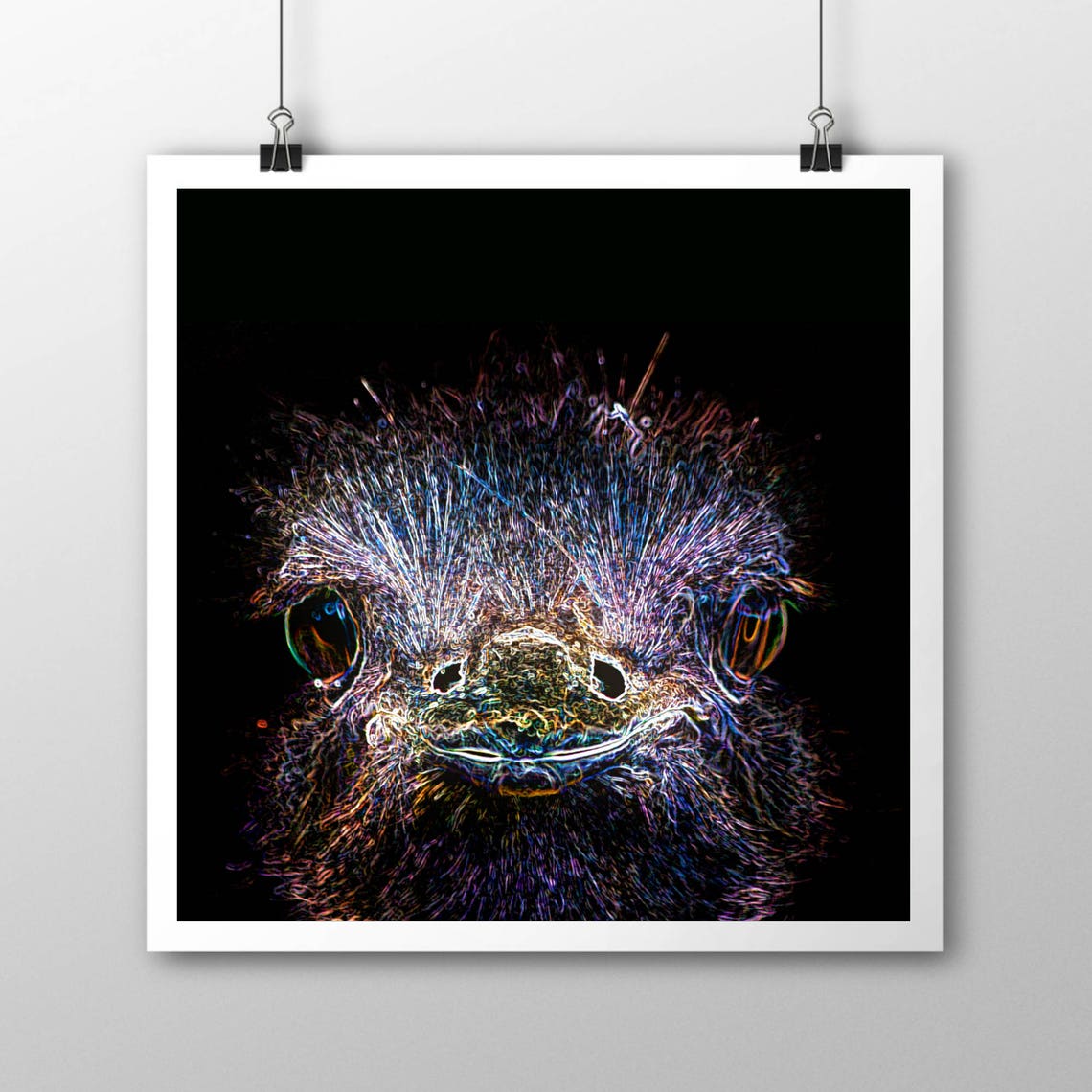 Neon Poster Moderne Vogel Deko StraußEntzug Straußenkunst | Etsy