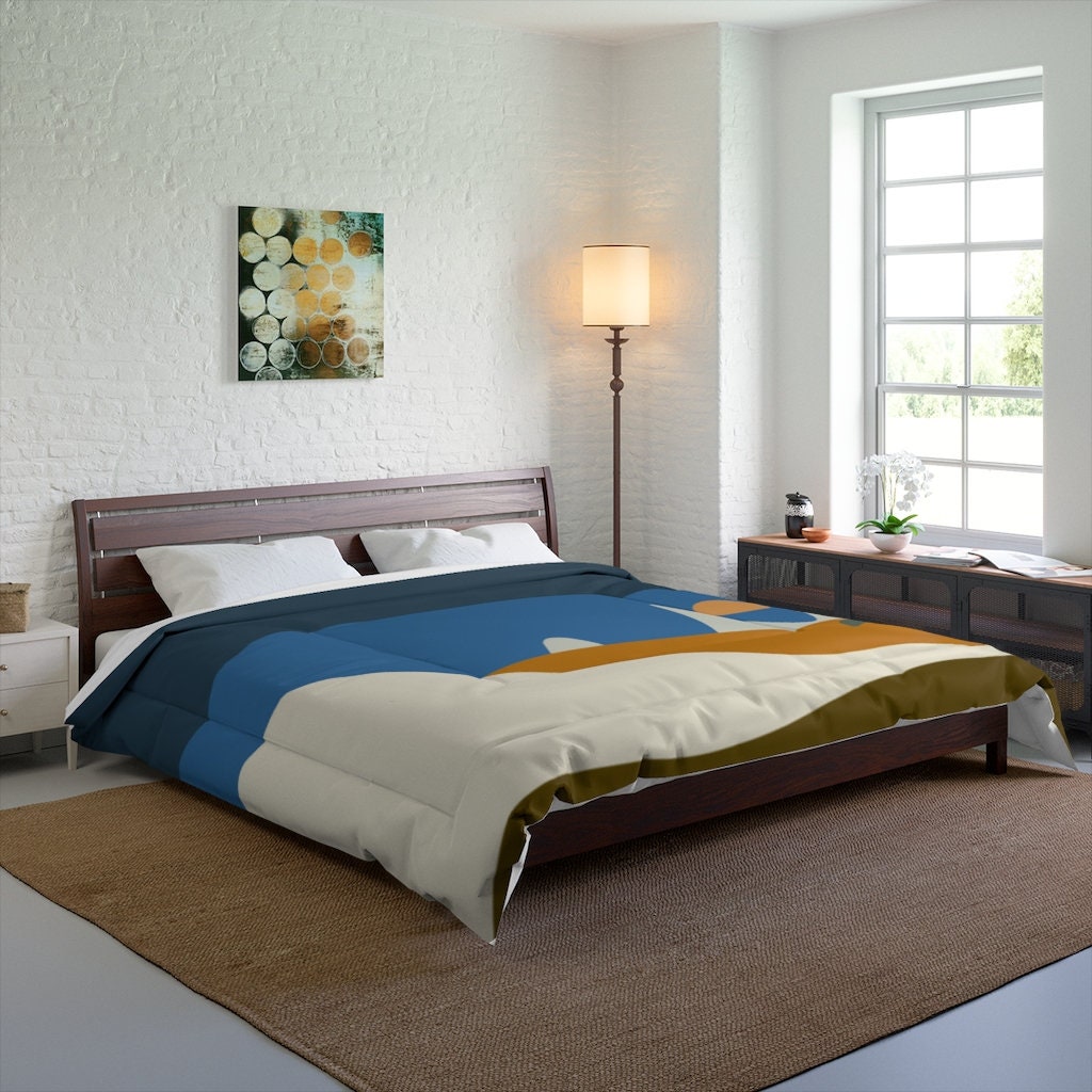 Modern Art Abstract Landscape Bed Comforter Abstract Bedding | Etsy