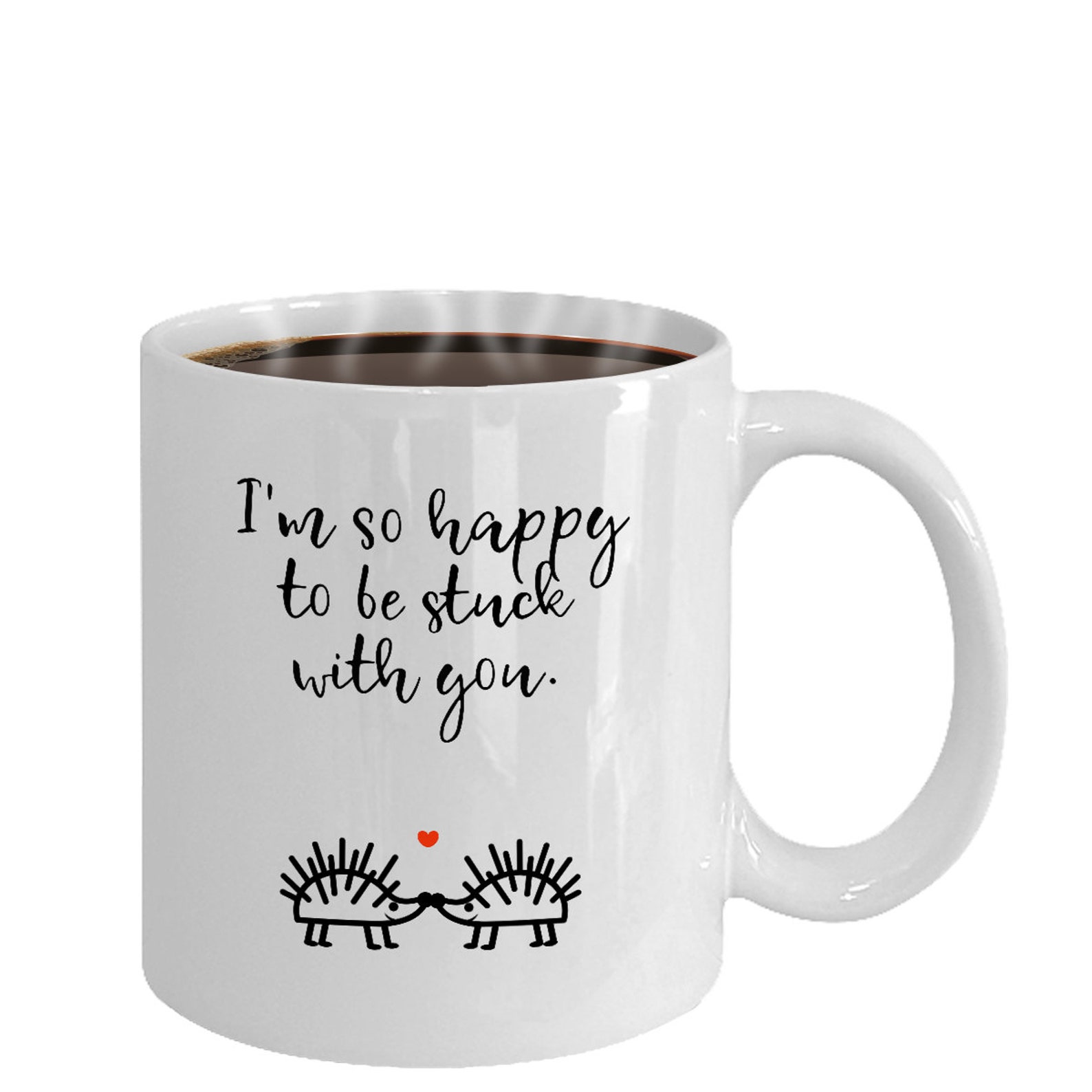 Hedgehog Coffee Mug Funny Romantic Mugs I'm Happy to Be - Etsy