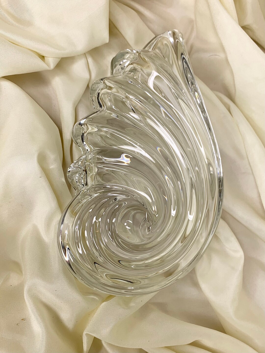 Vintage Crystal Shell Lidded Trinket Dish Wave Dish, Shell Dish, Mikes ...