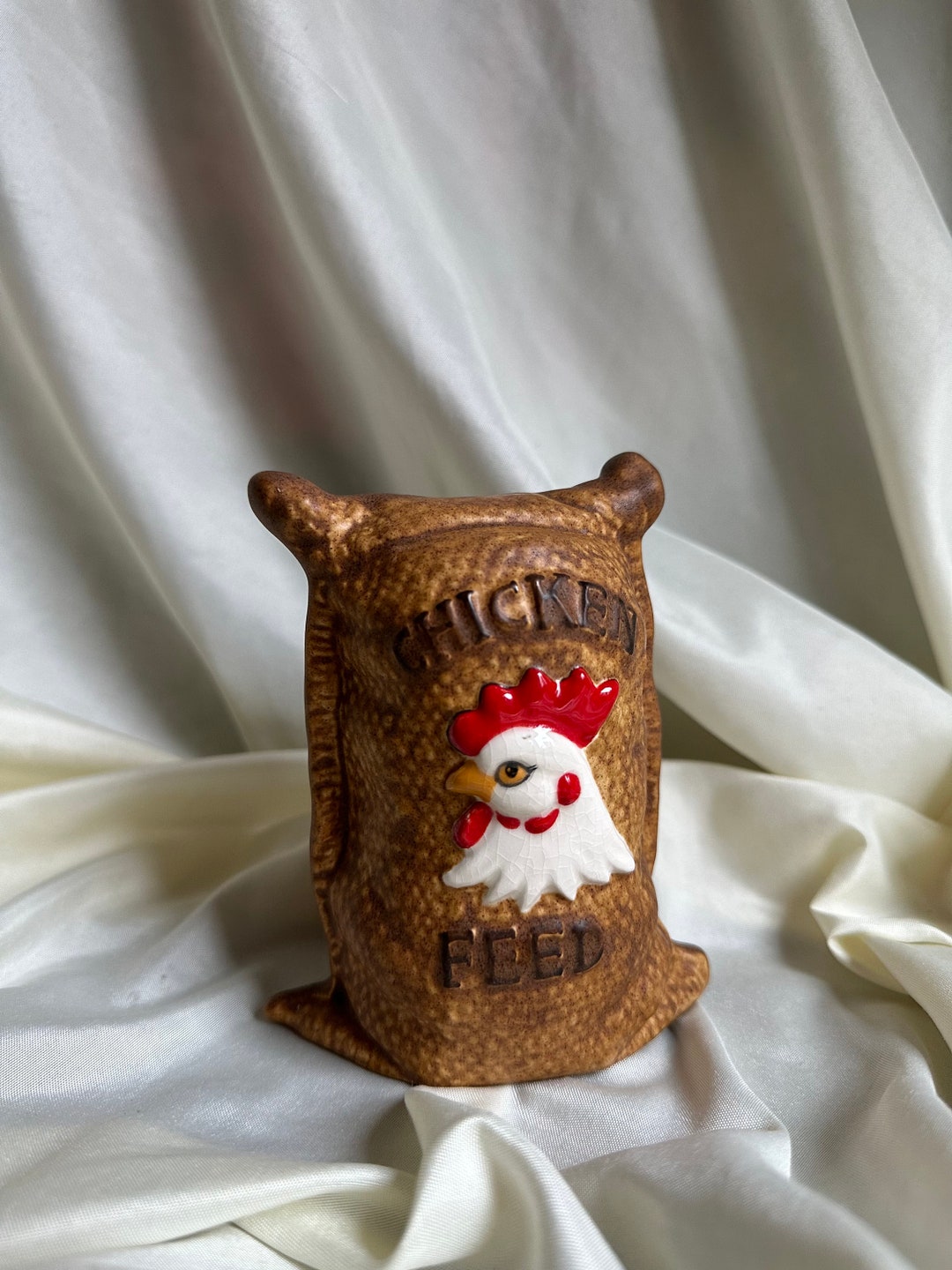 Vintage Burlap Sack Chicken Feed Coin Bank Vintage Chicken - Etsy