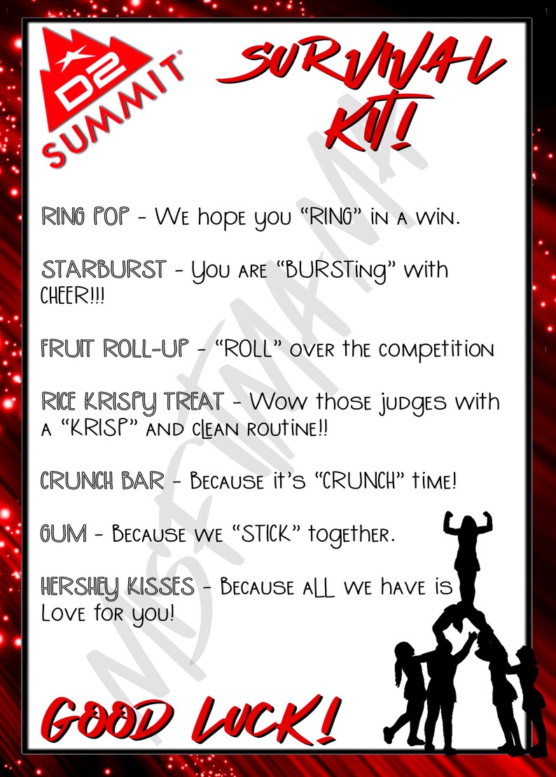 D2 Summit Cheer Candy Bag Cards - Etsy