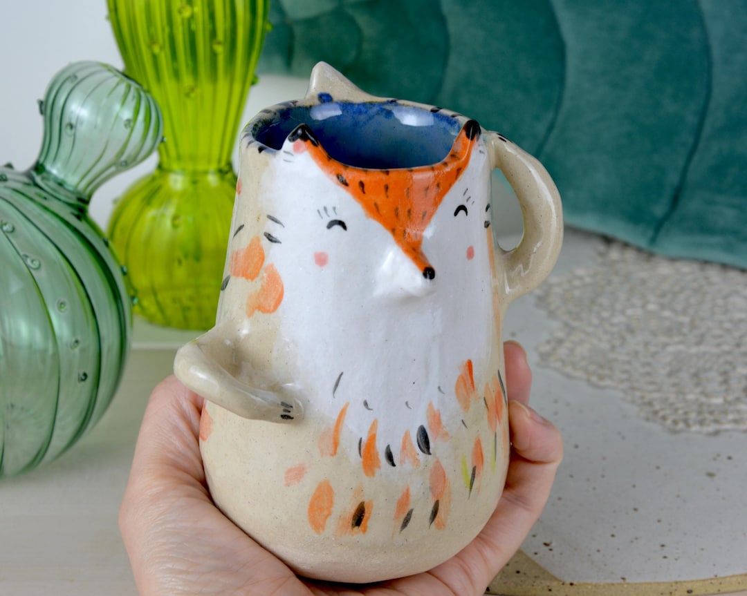 Felicia the Fox - Ceramic Toothbrush Holder, Hand Painted Ceramic, Fox ...