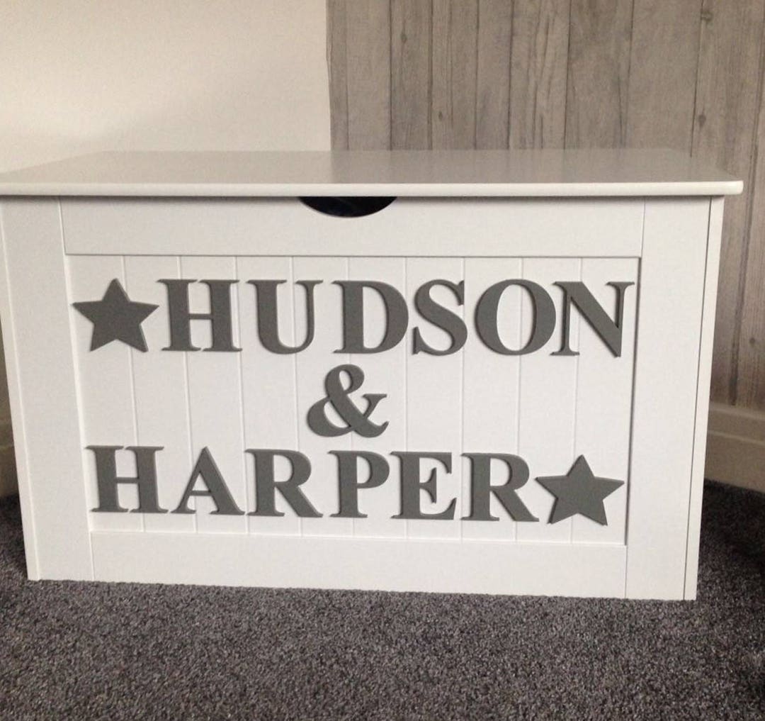 Toy Box Personalised Wooden Large Custom Bespoke White Nursery - Etsy