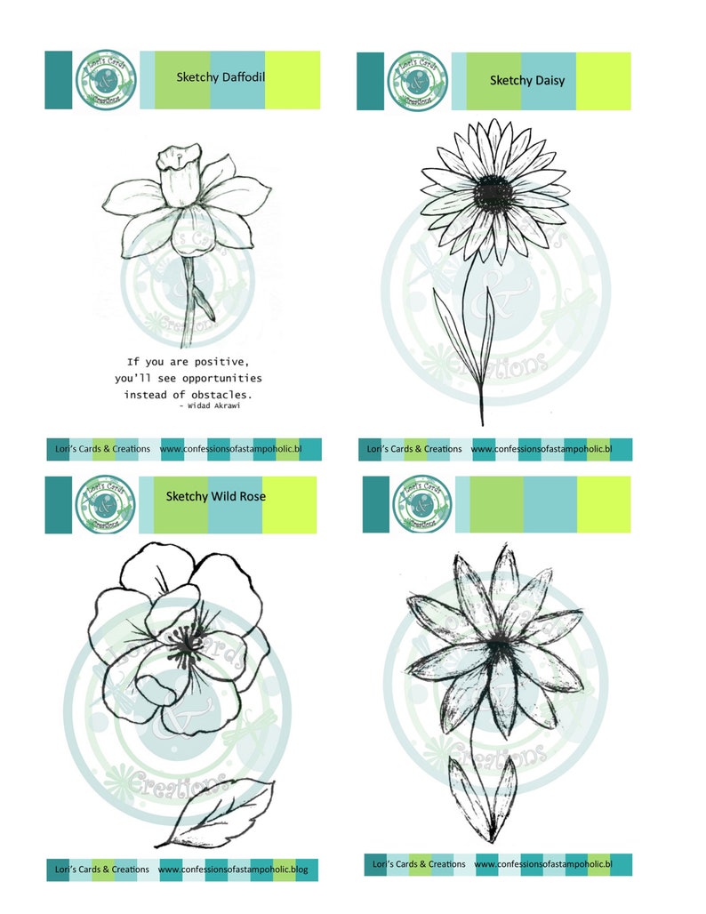 Sketchy Flowers Set B - Digital Files Only (digital Stamps) - Etsy