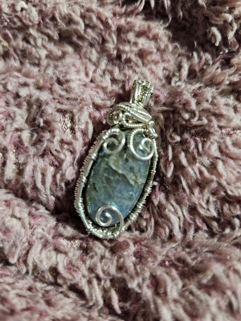 Labradorite Rainbow Flash Silver Wire Wrap Wirewrapweirdo ...