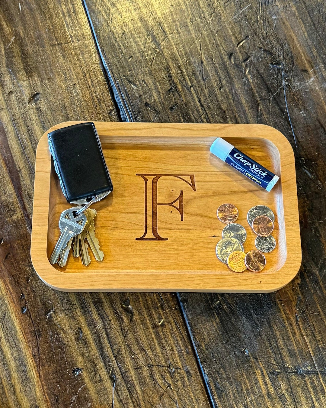 Cherry Wood Catch-all Tray, Single Letter Engraving (6x9 Inches) - Etsy