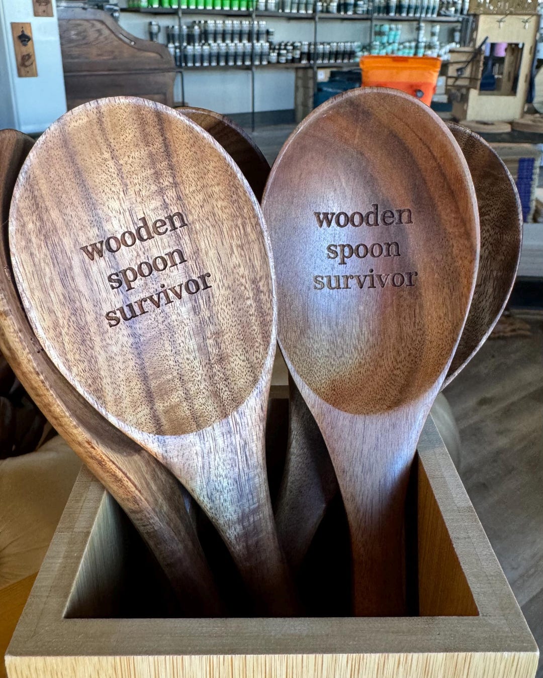 ENGRAVED Teak WOOD SPOON - Wooden Spoon Survivor - Etsy