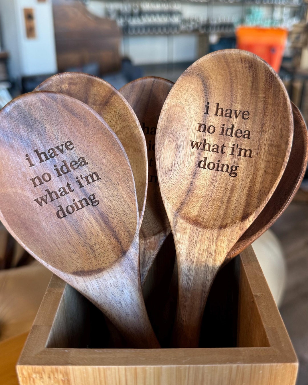 ENGRAVED Teak WOOD SPOON - No Idea What I Am Doing - Etsy
