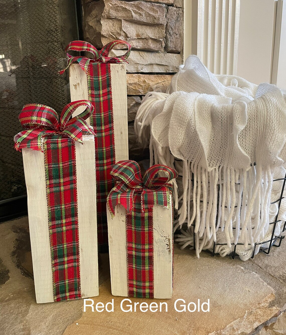 Set of 3 Farmhouse Style Chunky Presents - Etsy