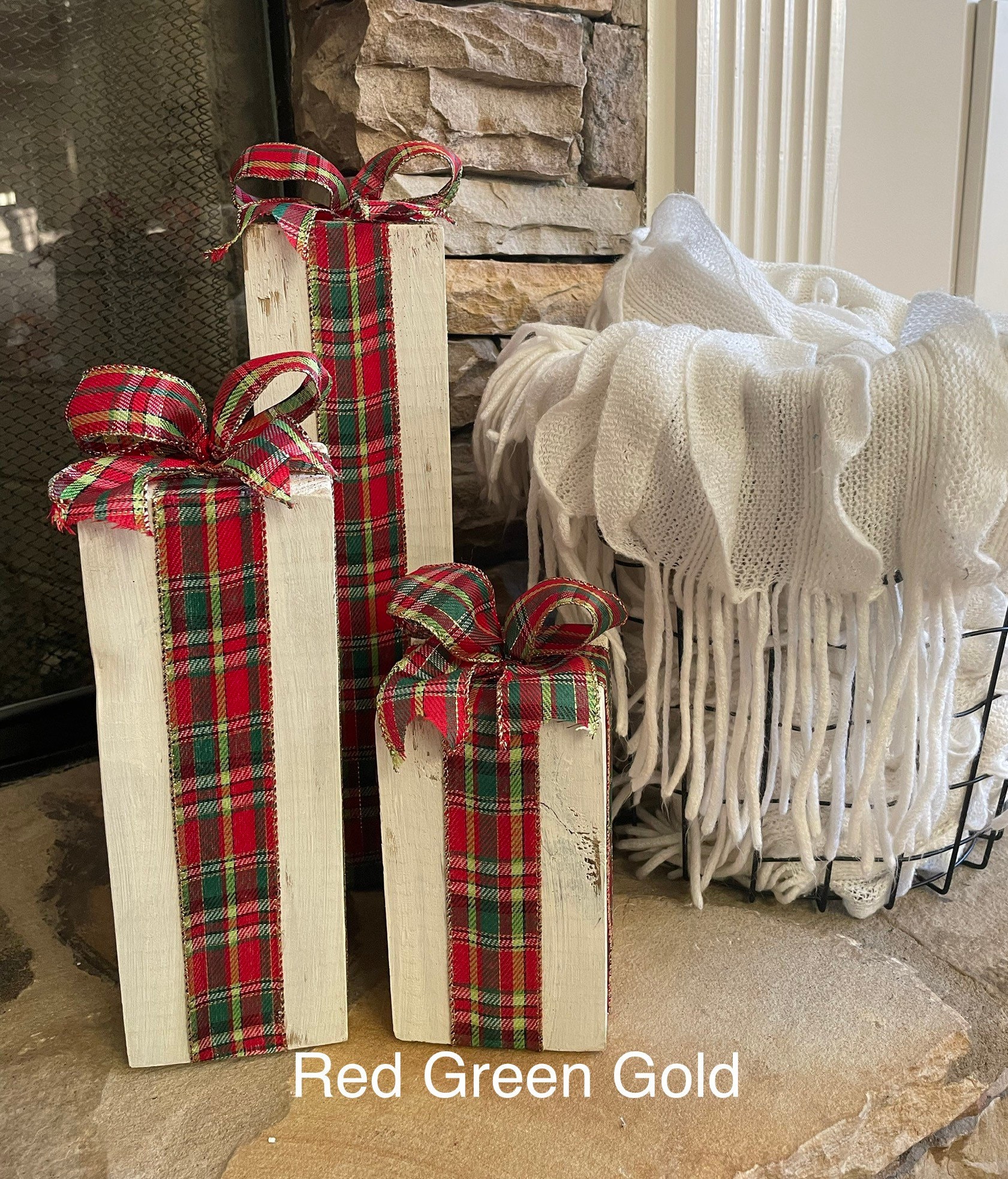 Set of 3 Farmhouse Style Chunky Presents - Etsy