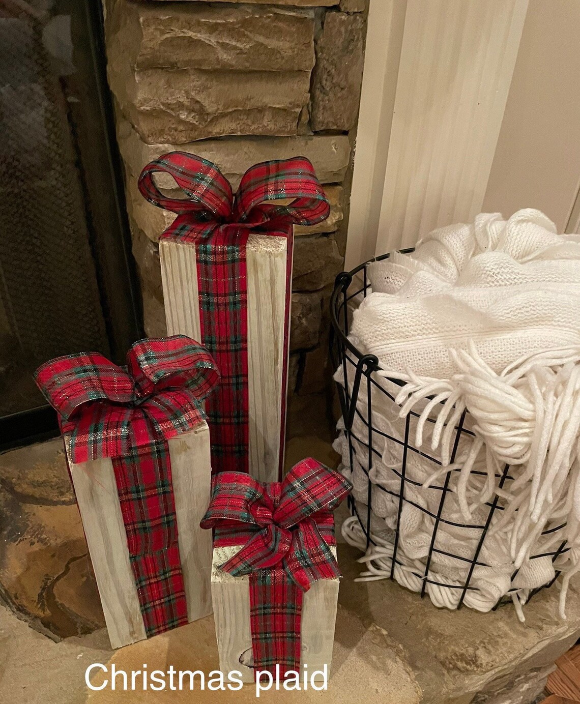 Set of 3 Farmhouse Style Chunky Presents - Etsy