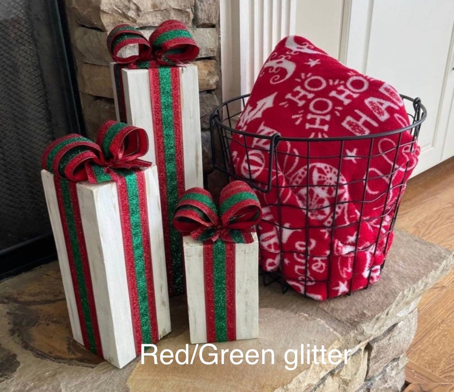 Set of 3 Farmhouse Style Chunky Presents - Etsy