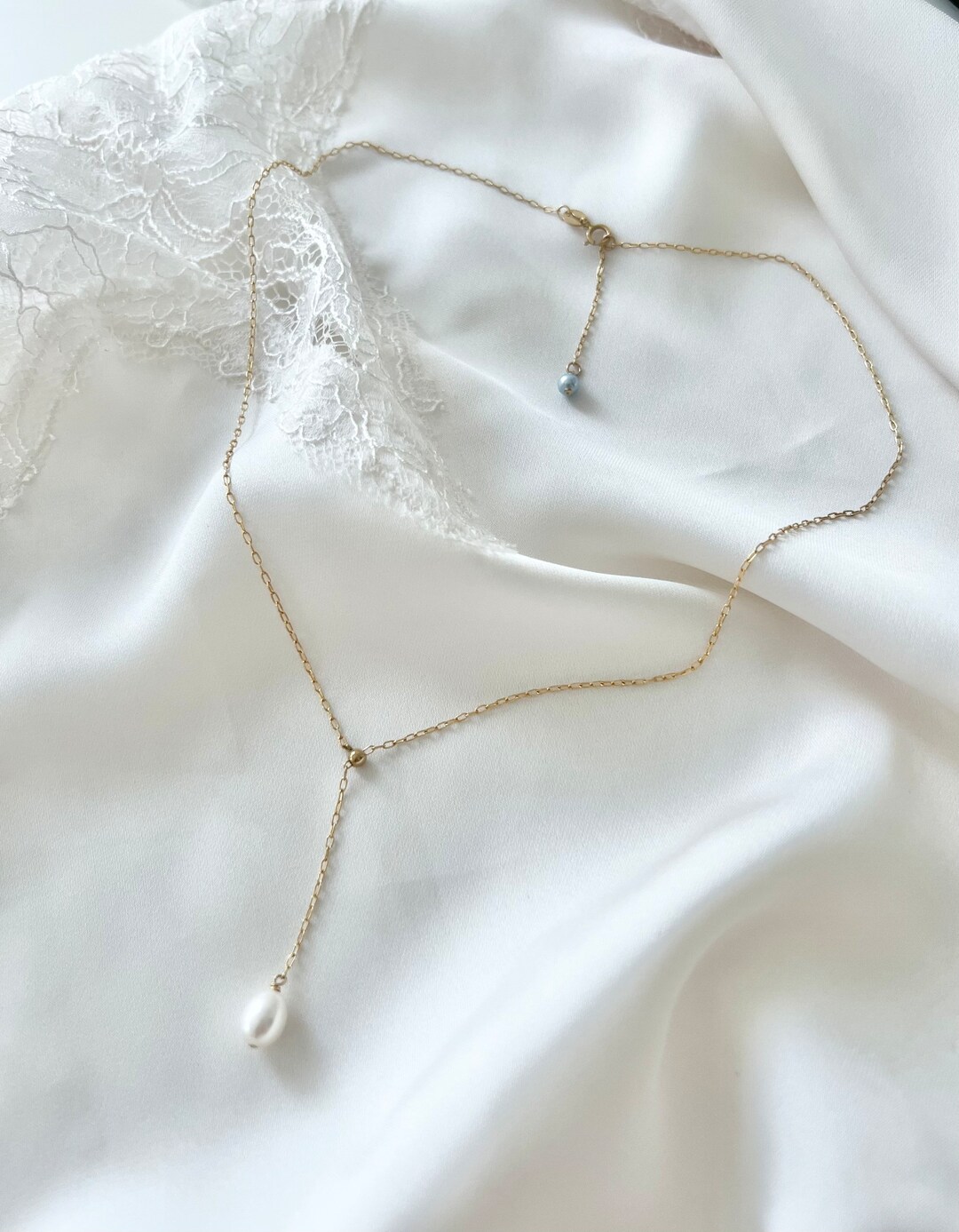 Something Blue for Bride, Lariat Bridal Pearl Necklace for Bride ...