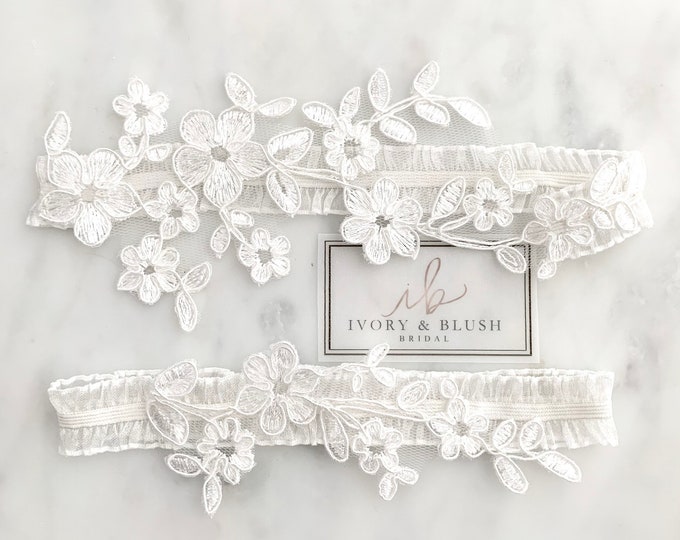 LIGHT IVORY Wedding Garter - Garter Wedding Garter Set Bridal Garter ...