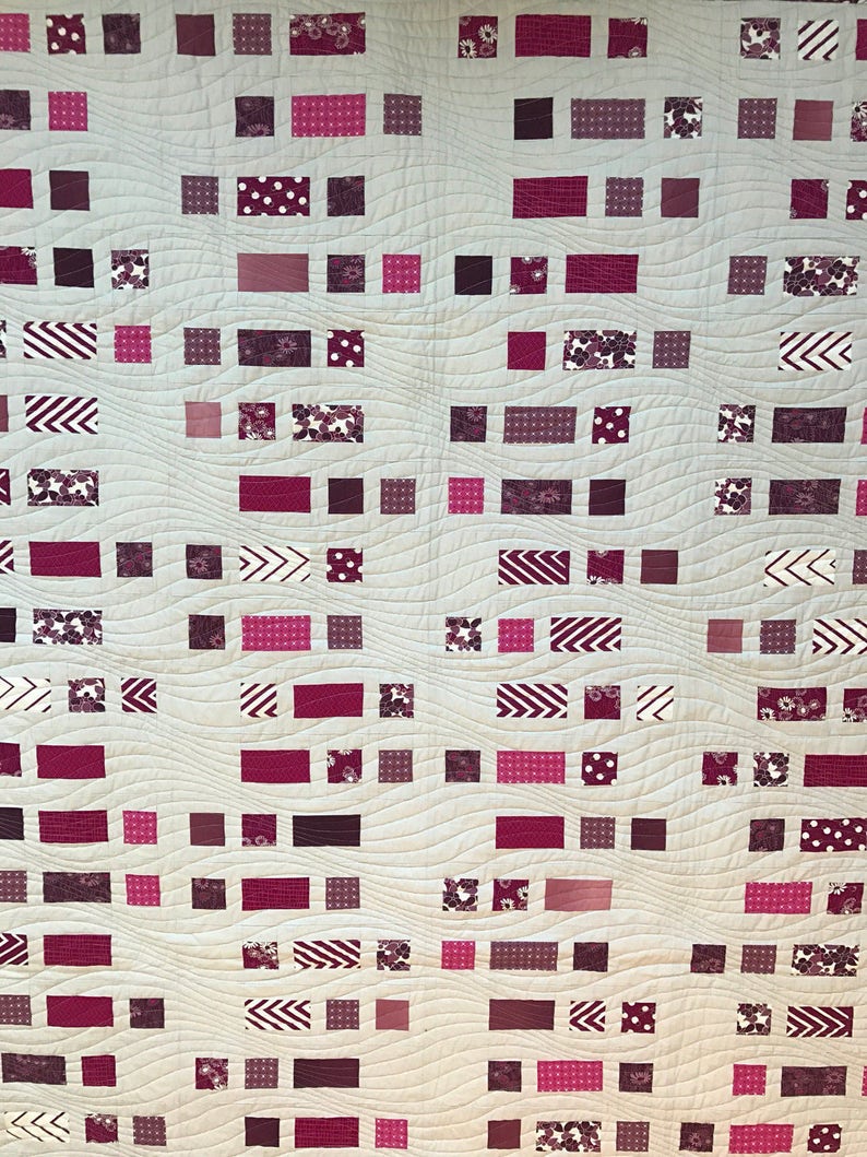 Unique Handmade Quilt, Magenta and Grey Quilt, Lap Quilt, Minky Quilt ...