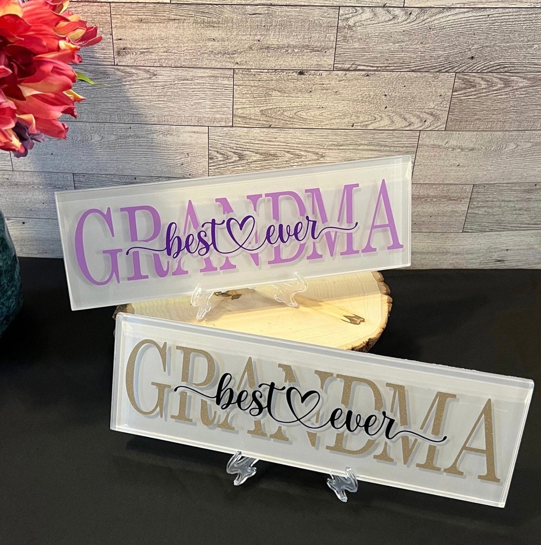 Best Grandma Glass Tile Mother‘s Day Gift, Custom Colors, Keepsake ...