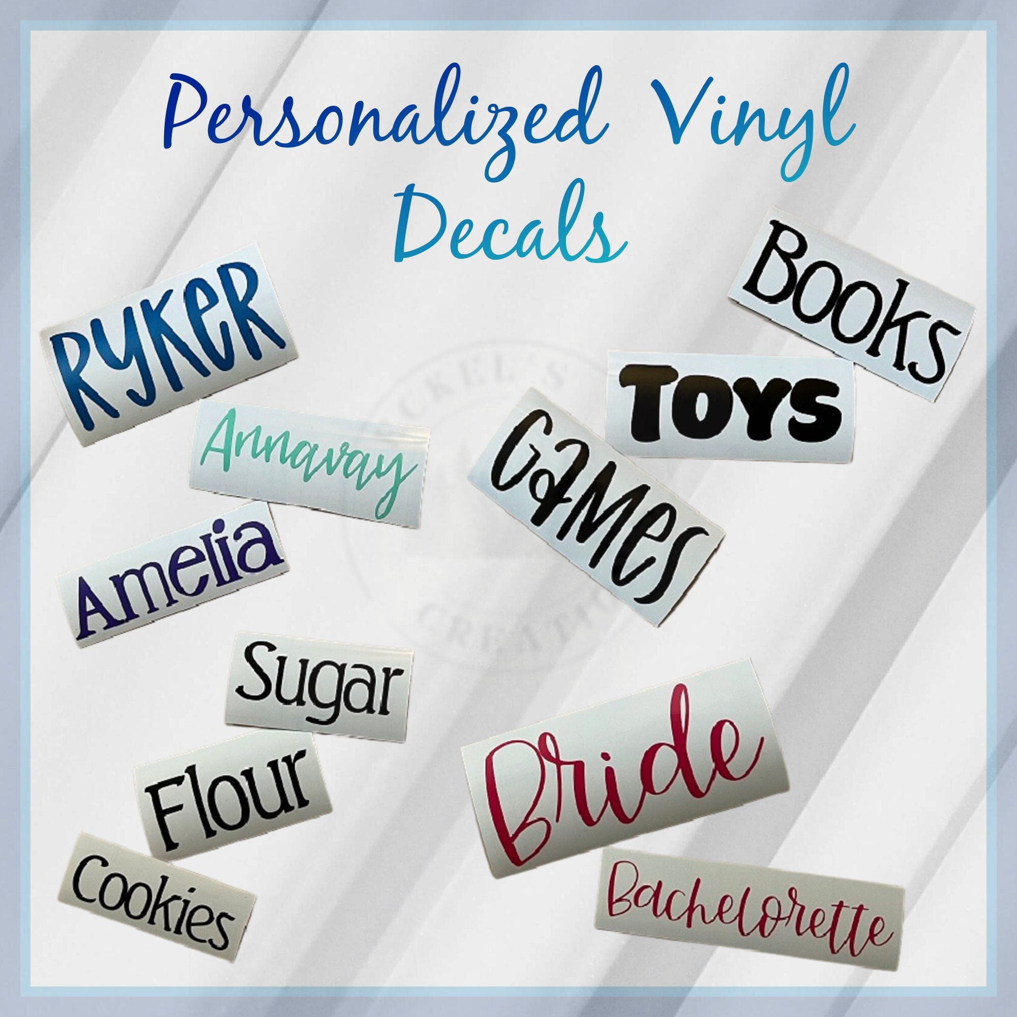 Personalized Vinyl Names Decals, Personalized Organization Labels ...