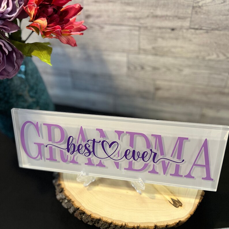 Best Grandma Glass Tile Mother‘s Day Gift, Custom Colors, Keepsake ...