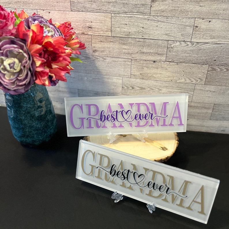 Best Grandma Glass Tile Mother‘s Day Gift, Custom Colors, Keepsake ...