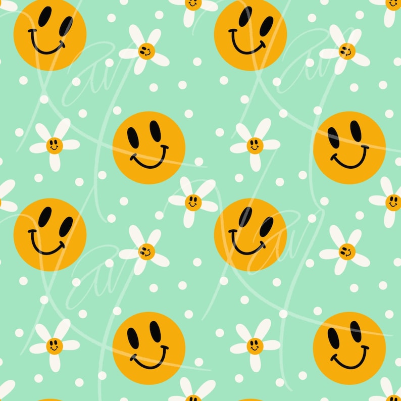 Smiley Face Seamless Pattern Design - Etsy