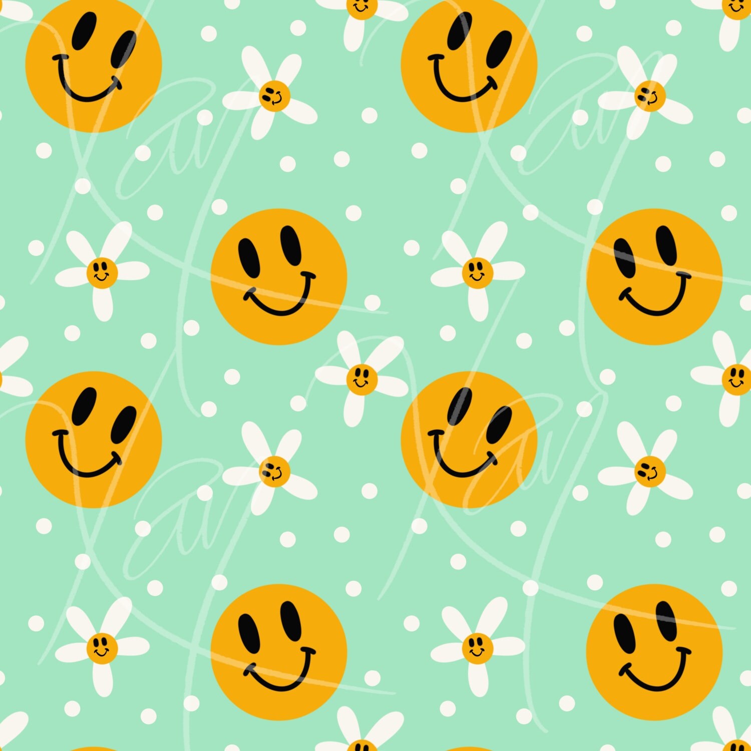 Smiley Face Seamless Pattern Design - Etsy