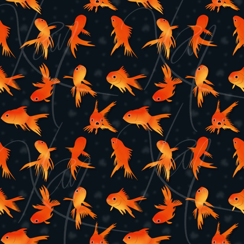 Goldfish Seamless Design Pattern - Etsy