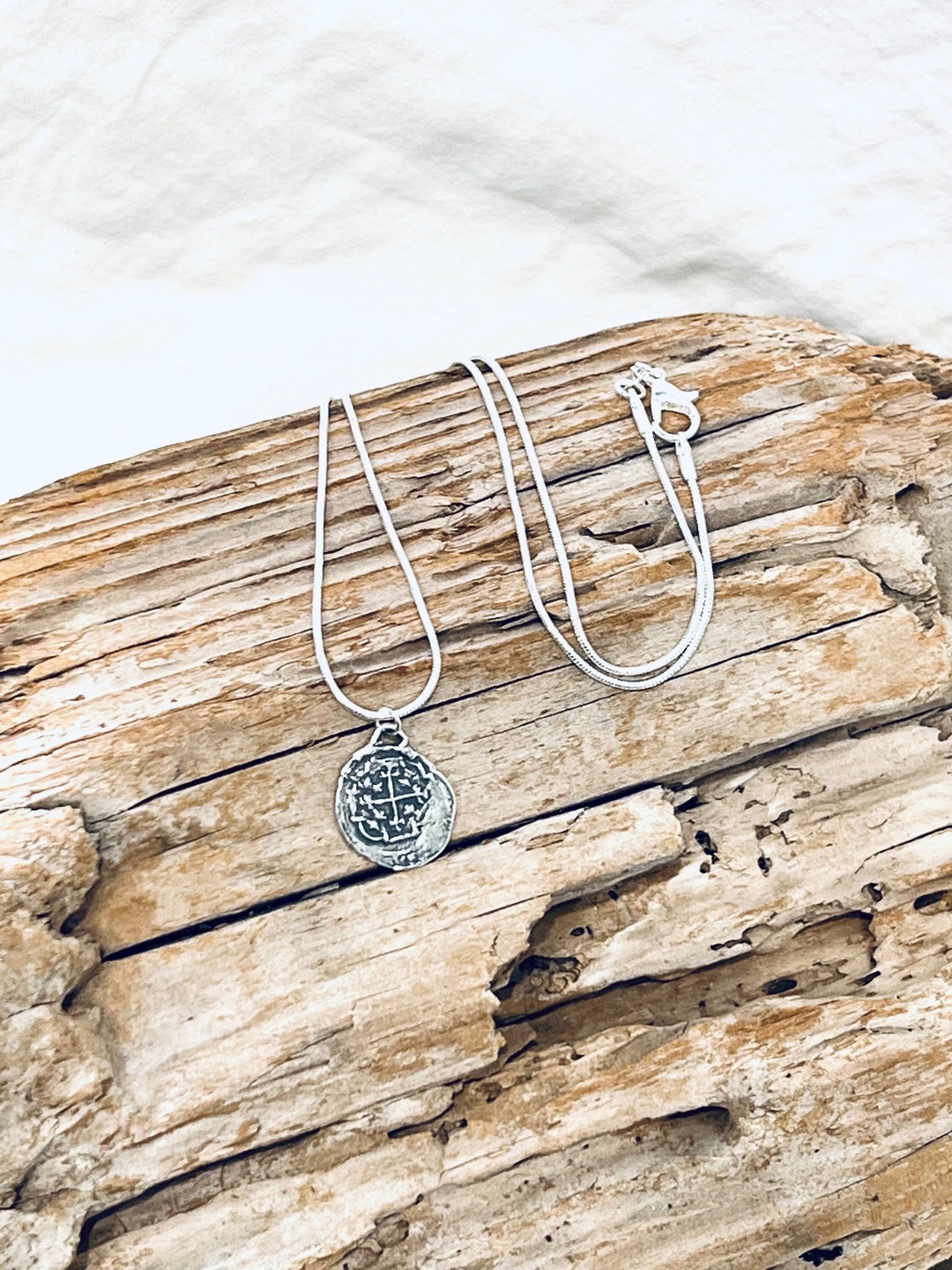 Spanish Reale Reproduction, Sterling Silver Round Pendant, on a ...