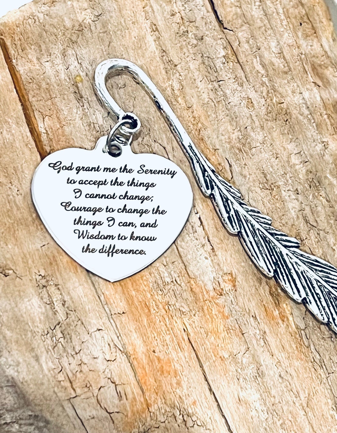 Serenity Prayer, Custom Engraved Stainless Steel Heart Charm on a ...