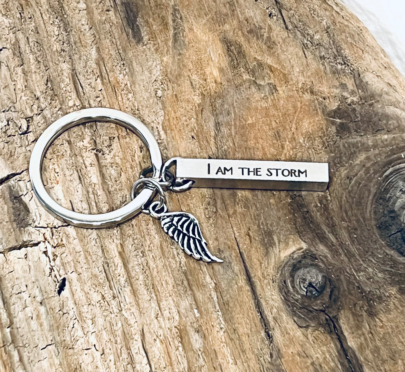I Am the Storm, Custom Engraved Stainless Steel Drop Bar Charm, Silver ...