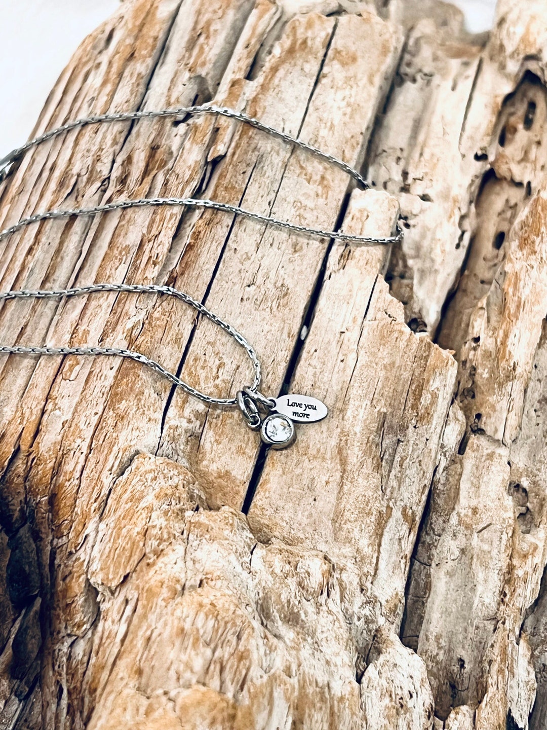 Love You More, Custom Engraved Stainless Steel Oval Charm Pendant, on a ...