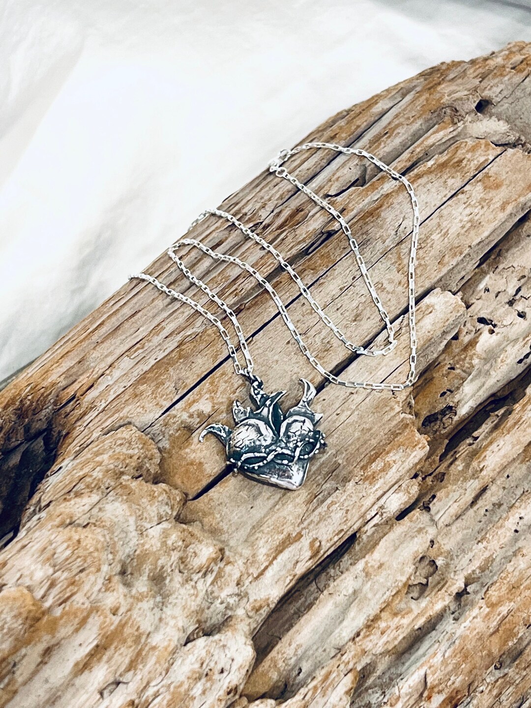 Flaming Sacred Heart, Sterling Silver Pendant, on a Sterling Silver Box ...