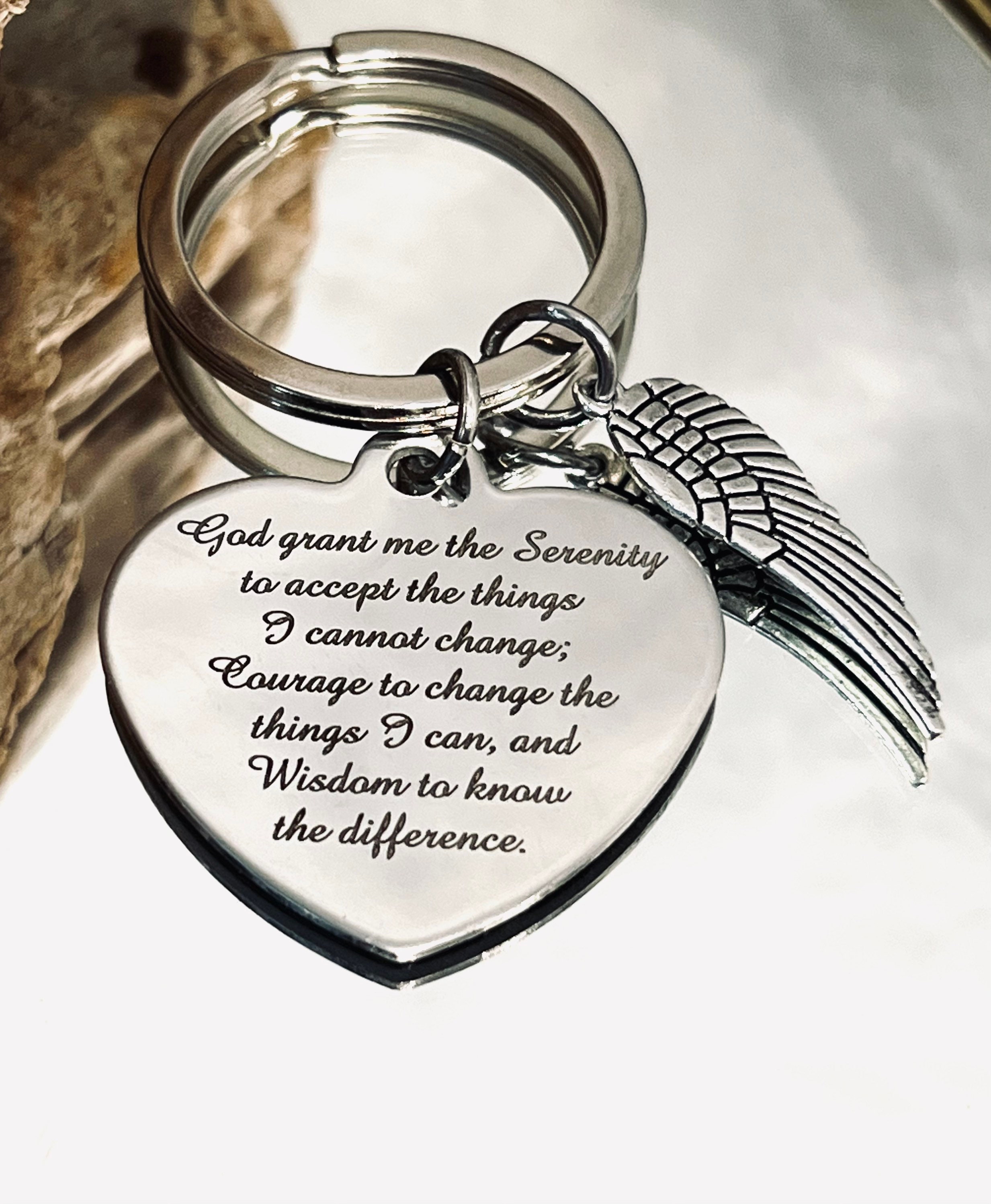 Serenity Prayer, Custom Engraved Stainless Steel Heart Charm, on a ...