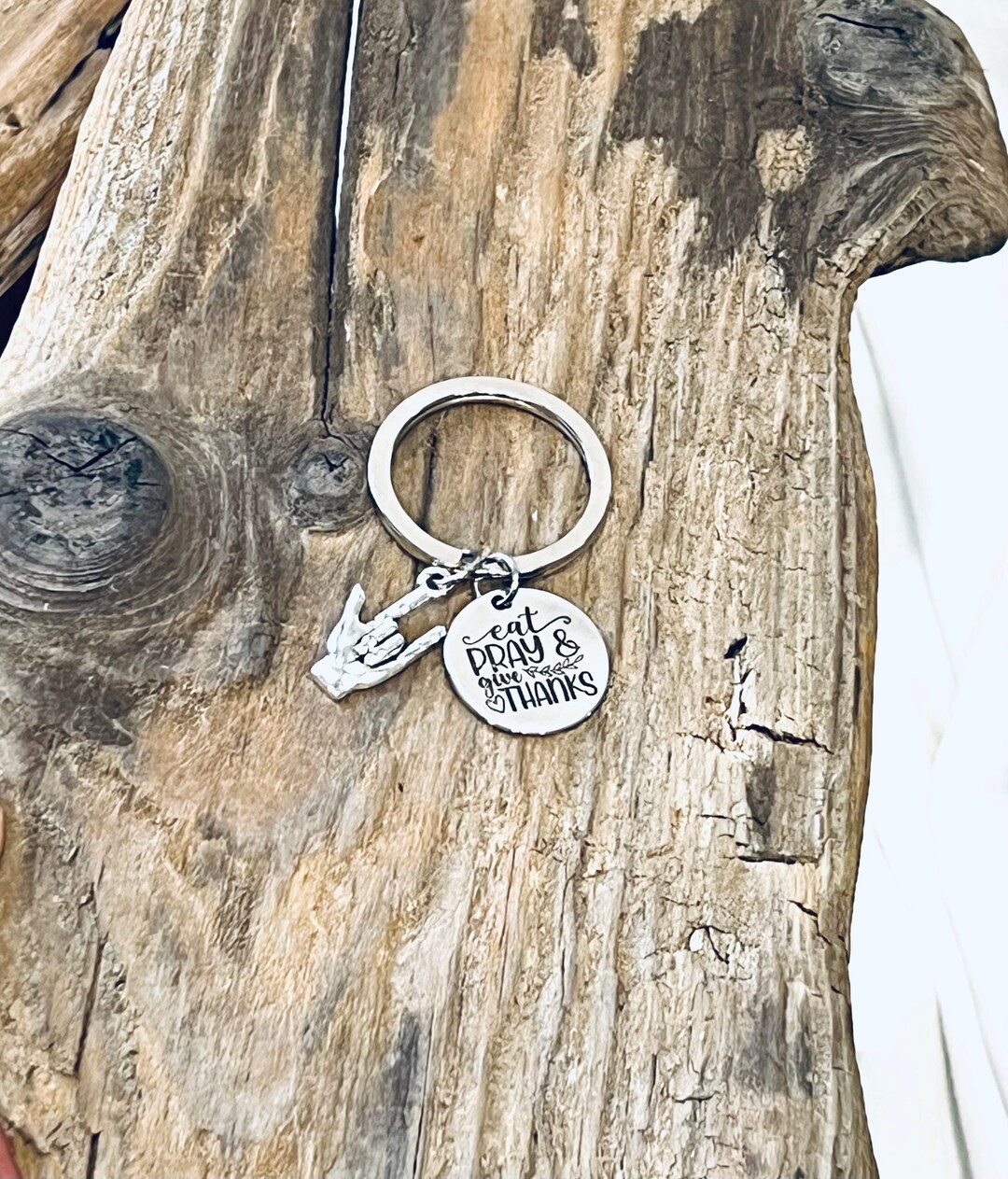 Eat PRAY & Give THANKS, Custom Engraved Stainless Steel Round Charm ...