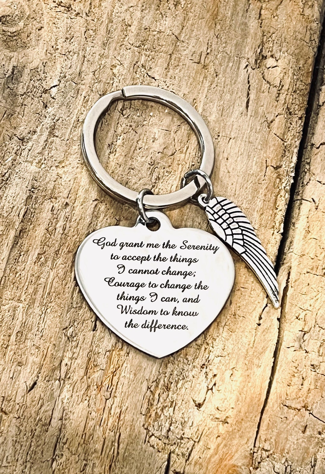 Serenity Prayer, Custom Engraved Stainless Steel Heart Charm, on a ...