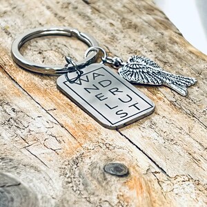 WANDERLUST, Custom Engraved Stainless Steel Rectangle Charm, Silver ...