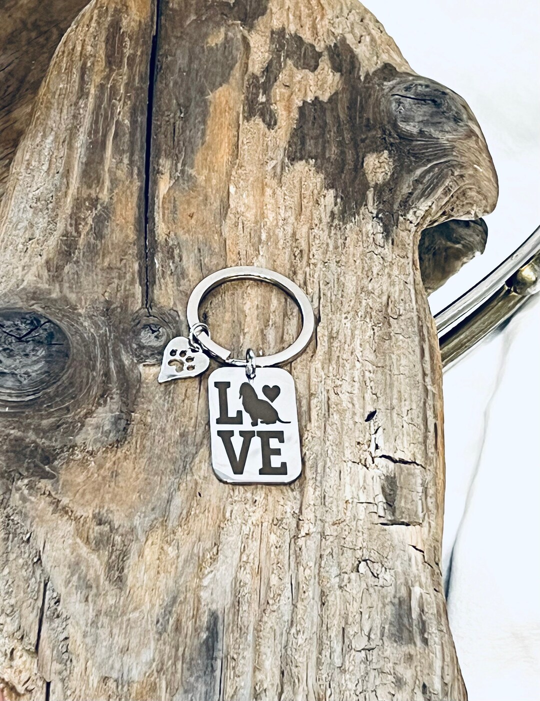 LOVE Basset Hound, Custom Engraved Stainless Steel Rectangle Charm ...