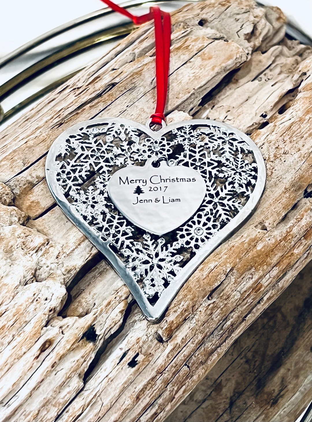 Merry Christmas 2017 Jenn & Liam, Custom Engraved Stainless Steel Heart ...