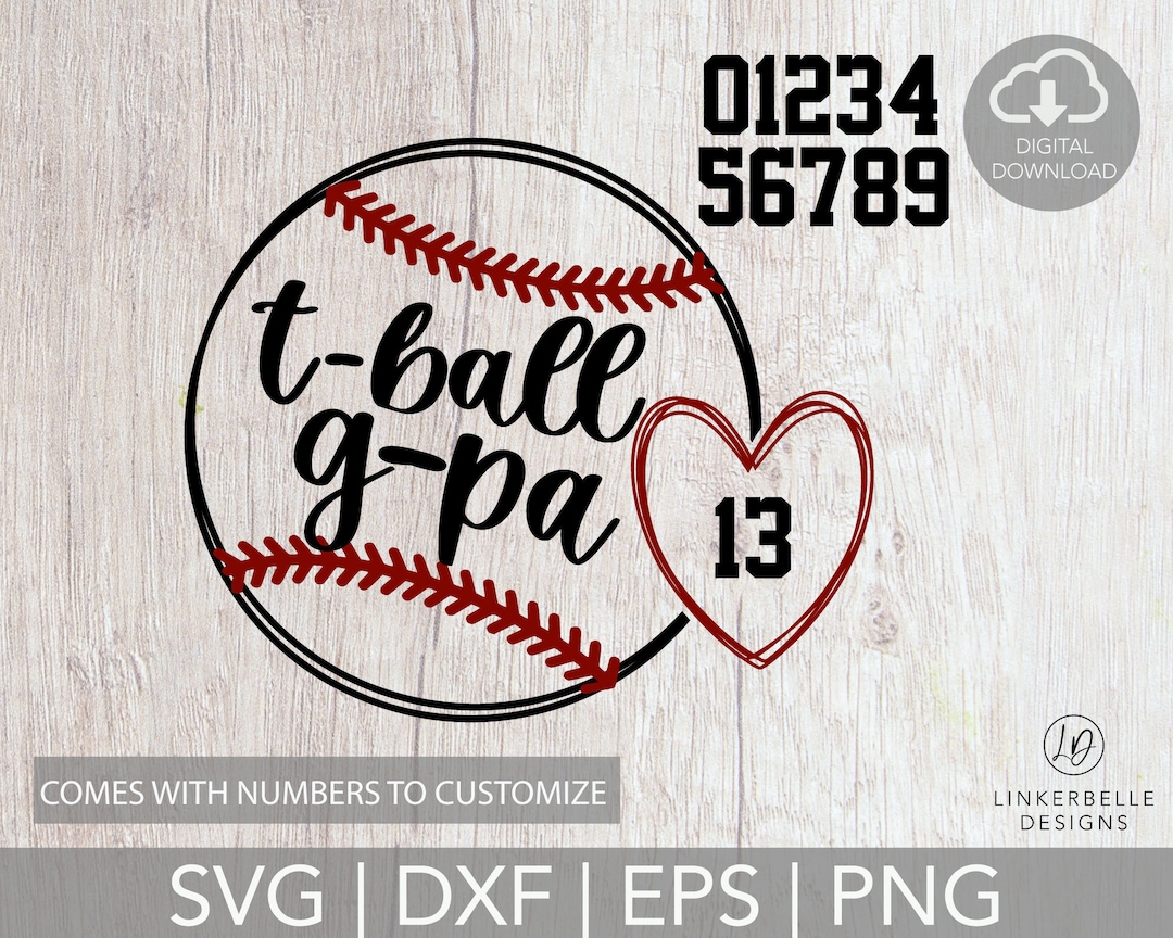 T-ball Gpa Svg Customizable Tball Grandpa Svg With Number - Etsy
