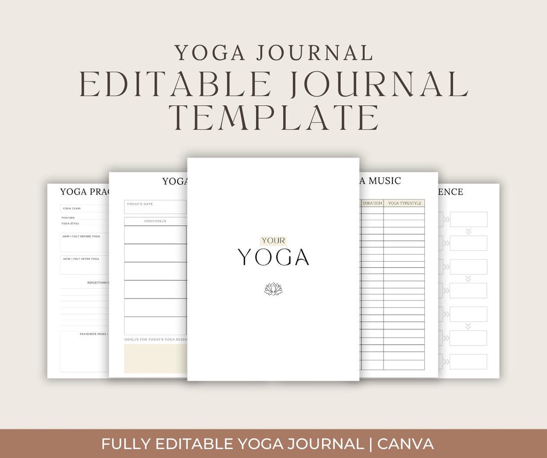 Fully Editable Yoga Journal | Canva Template | Yoga Journal ...