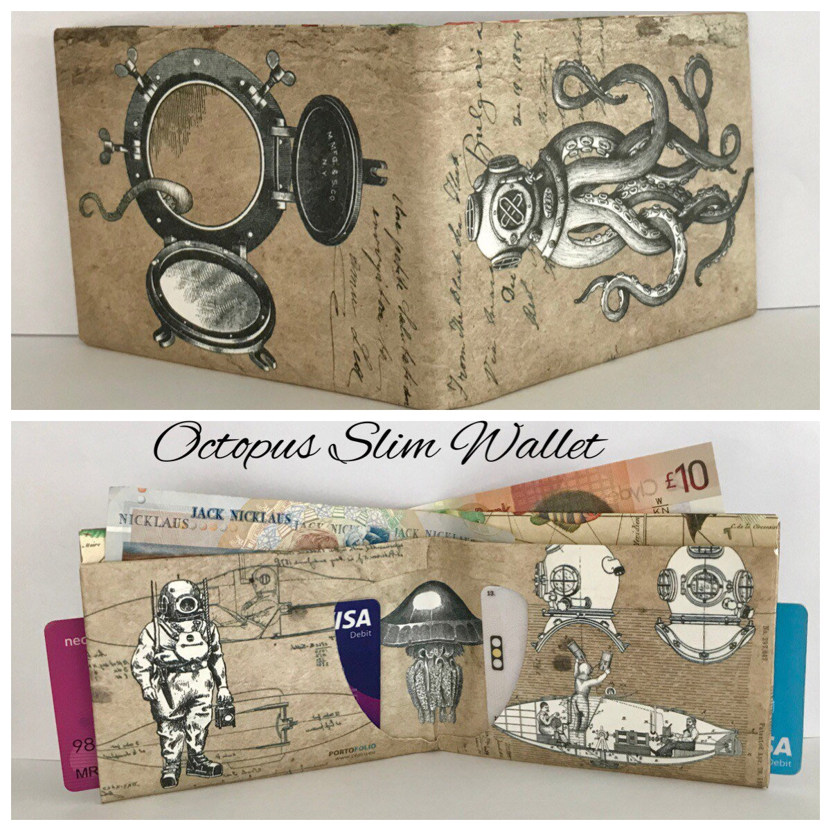 Octopus Slim Wallet Ultra Slim Gorgeously Designed Origami Wallet - Etsy