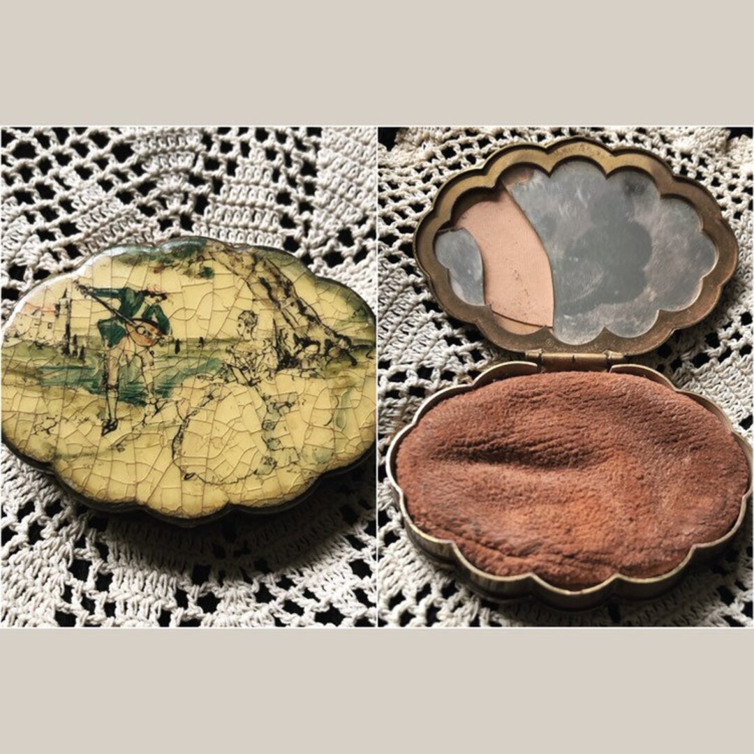 Antique Makeup Powder Compact 1920's Volupte Hand Painted Georgian ...