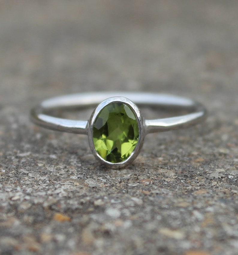 925 Solid Sterling Silver Natural Green Peridot Ring Ring - Etsy
