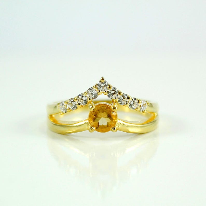 Chevron Citrine Ring, Curved Wedding Ring, Enhancer Band for Women ...